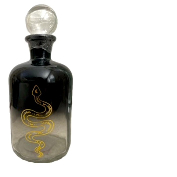 Accents | Apothecary Bottle Gray With Gold Serpent Symbol Top Sealed ...